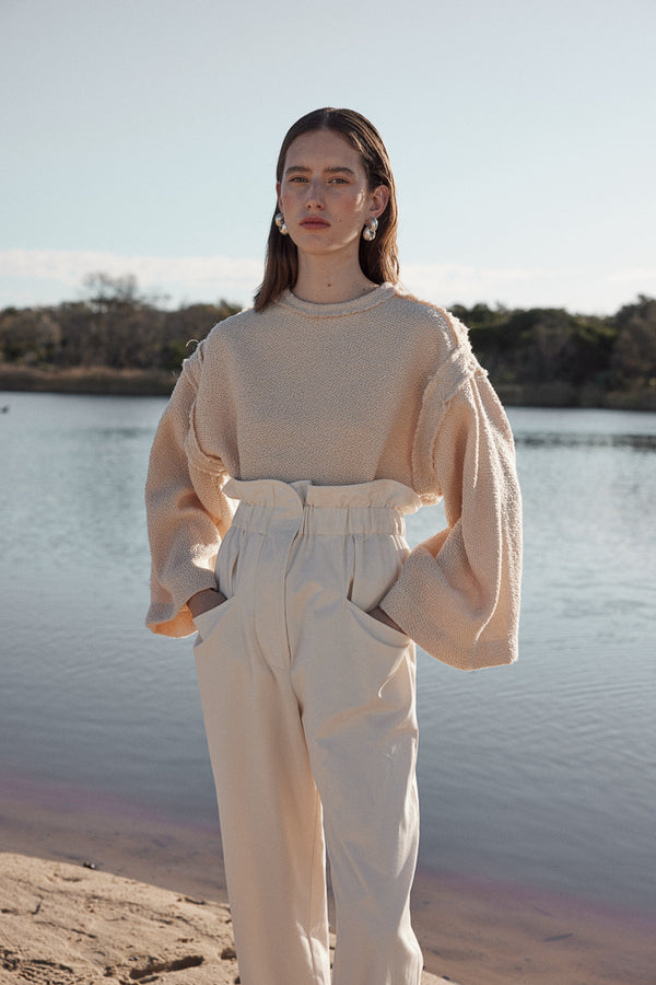 BOUCLE TUNIC TOP - CREAM WOOL - Watson X Watson