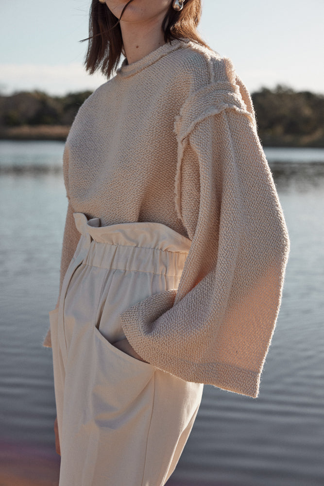 BOUCLE TUNIC TOP - CREAM WOOL - Watson X Watson
