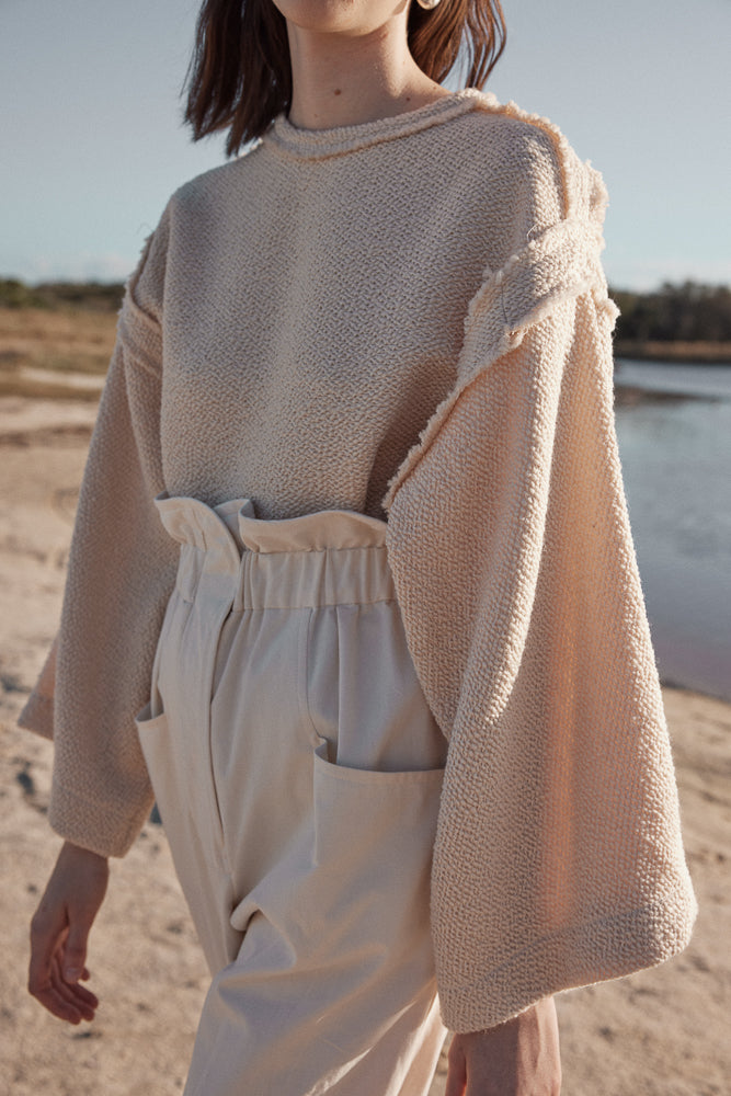 BOUCLE TUNIC TOP - CREAM WOOL - Watson X Watson